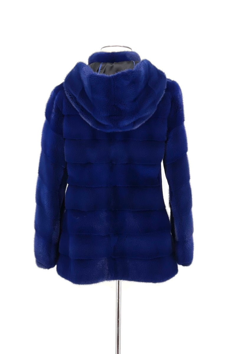 Cobalt Blue Mink Jacket with Hood – Dennis Basso